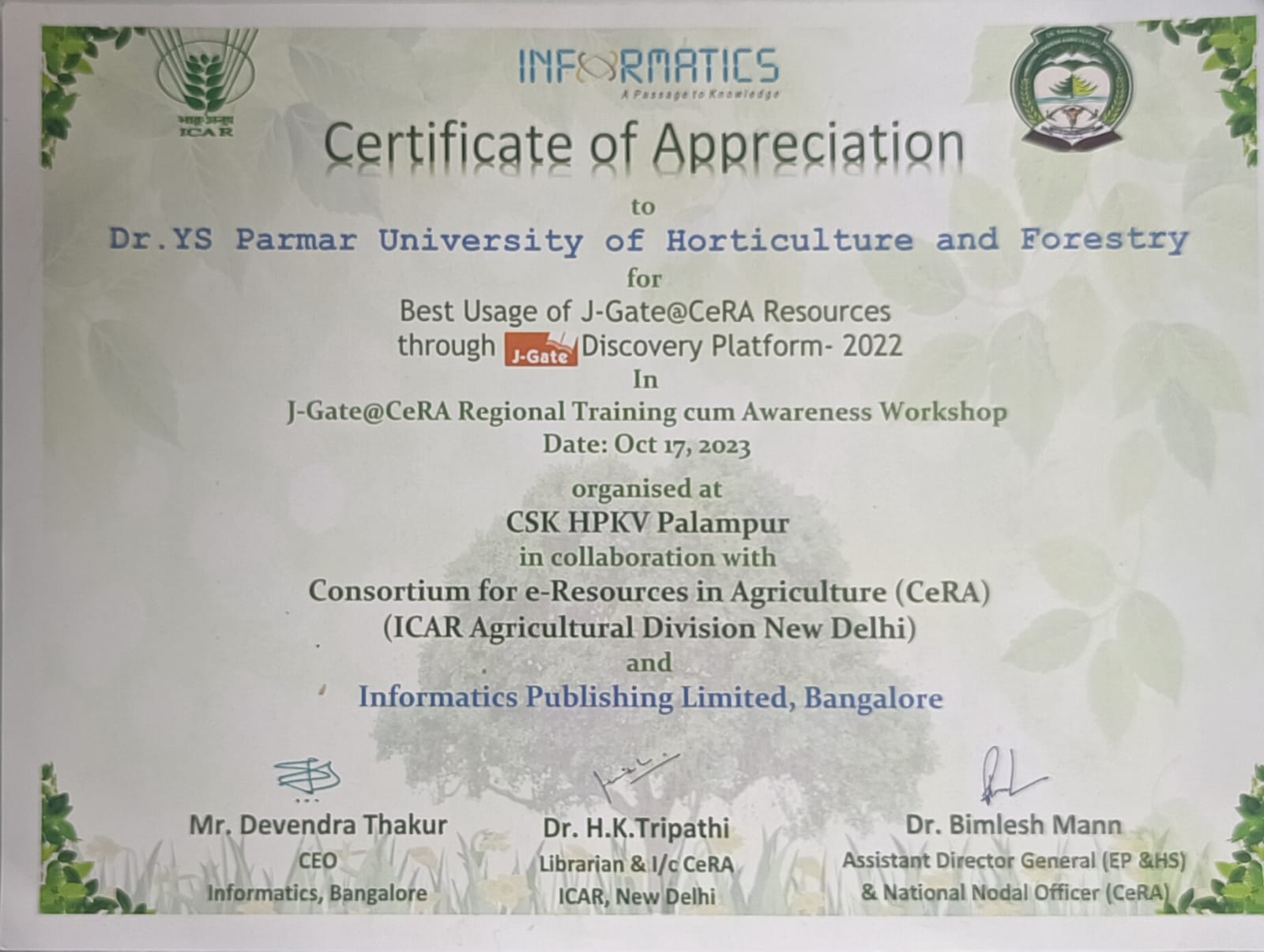Dr YS Parmar University of Horticulture & Forestry